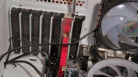 Hands With Screwdriver Assemble Computer Parts In Pc Close Up Stock