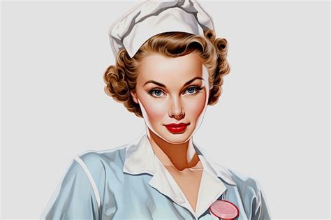 Premium Photo Generative Ai Nurse Poster Illustration From The 50s