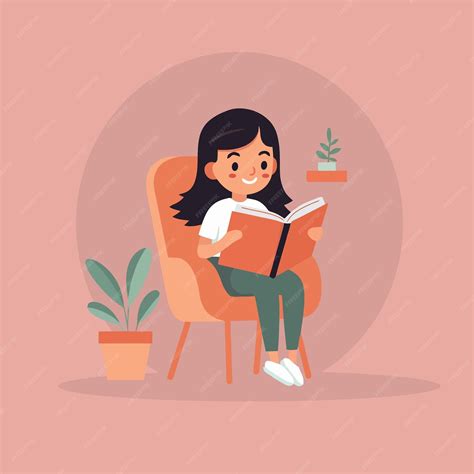 Premium Vector Girl Reading A Book Flat Vector Illustration