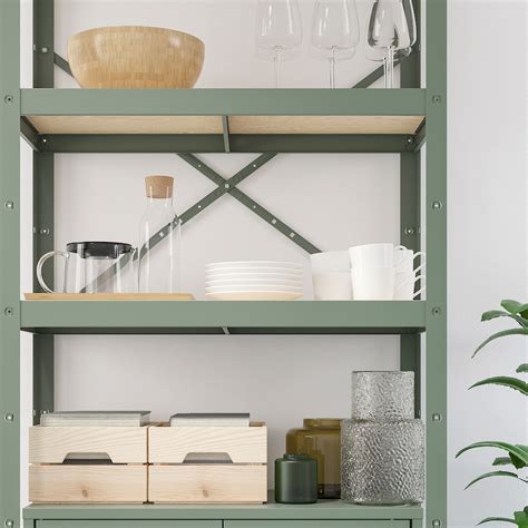 Bror Shelving Unit With Cabinet Grey Greenpine Plywood 85x40x190 Cm Ikea
