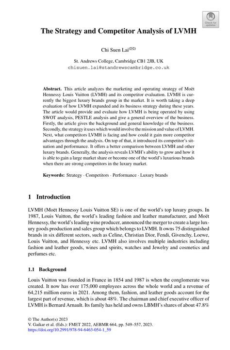 Pdf The Strategy And Competitor Analysis Of Lvmh