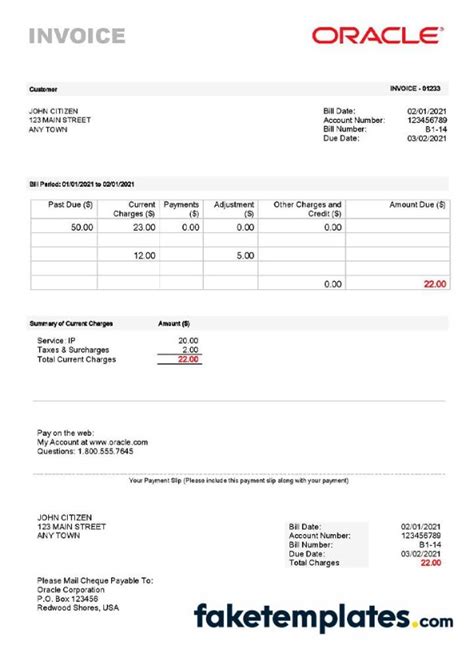 Fake Usa Oracle Invoice Download Word And Pdf Template Fully Editable