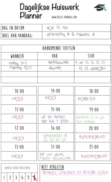 Dagplanner Bijles Den Haag