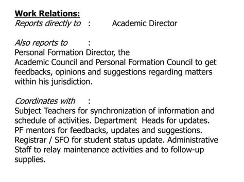 Class Adviser Job Description Year 2024 Ppt Education