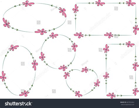 Vector Drawing Flower Border Set Stock Vector Royalty Free 667053262