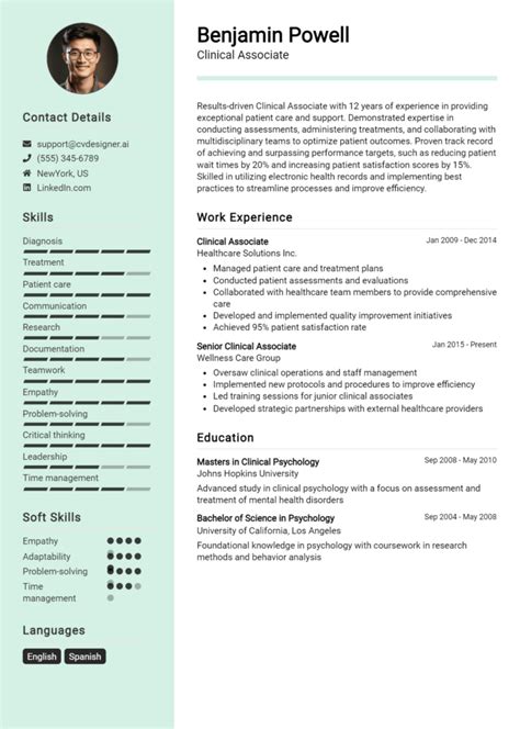 Clinical Associate Resume Example For 2026 Tips And Templates