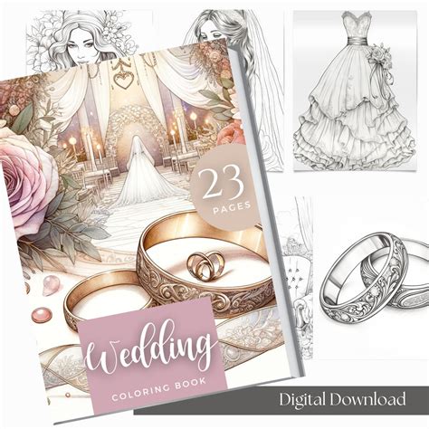 Adult Procreate Grayscale Coloring Pages Art Book Digital Download Wedding Coloring Book Instant