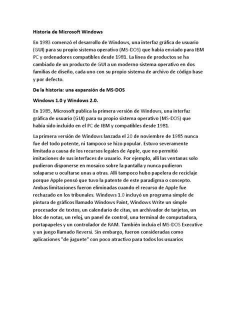 Historia De Microsoft Windows Pdf Microsoft Windows Windows Xp