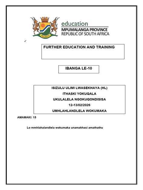 2026 Isizulu Hl Gr 10 Task 1 Mg Isifundo Sokulalela