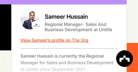 Sameer Hussain Regional Manager Sales And Business Development At Unitile The Org