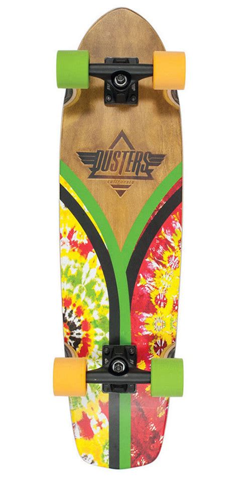 Dusters Flashback Cruiser Complete Skateboard Rasta Tie Dye 310in