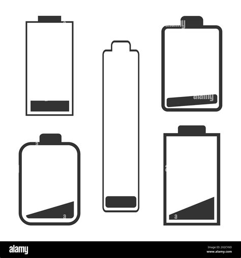 A Set Of Batteries With Low Charge Indicators Vector Illustration