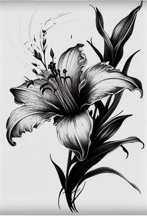 Lily Flower Tattoo Sketch