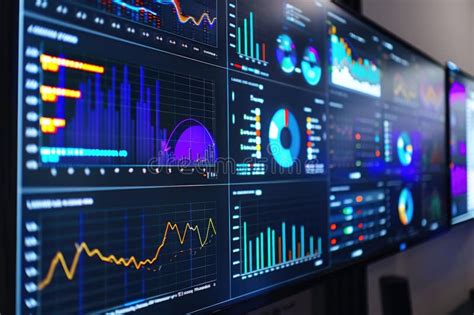 Laptop Screen Display Financial Statistic Graph Or Stock Market Chart