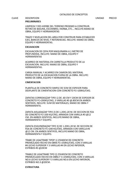 Catálogo De Construcción Detallado Pdf Hormigón Fundación