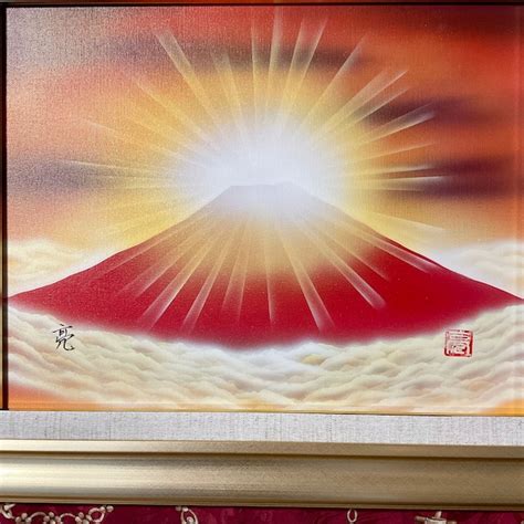 風水絵画⭐︎雲海ダイヤモンド赤富士 強力高波動開運金運アップ F6号高級額縁付き Ryo Art And Design