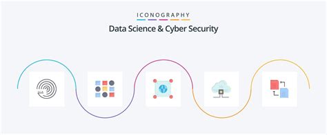 Data Science And Cyber Security Flat 5 Icon Pack Including File Scince Globe Cloud Based