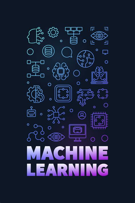 Machine Learning Vertical Colored Banner In Thin Line Style Ml Technology Concept Banner