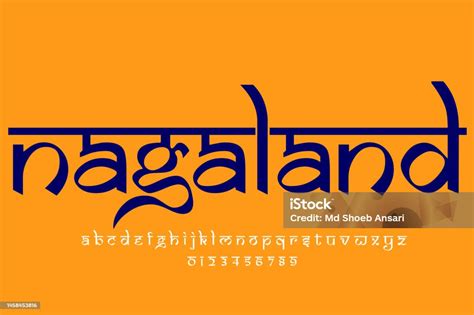인도 주 나갈랜드 텍스트 디자인 인도 스타일의 라틴 글꼴 디자인 Devanagari에서 영감을 받은 알파벳 문자 및 숫자 삽화