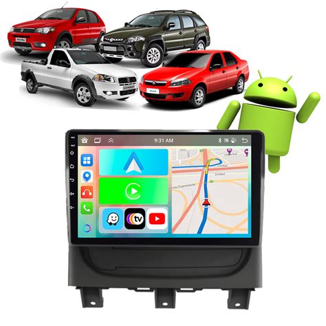 Kit Multimídia Android Palio Strada Siena 9 Apple Carplay Gps Tv Bt Ecarshop