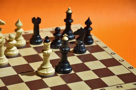 A Chessboard Board Intellectual Game The Finished Batch Chess Pieces