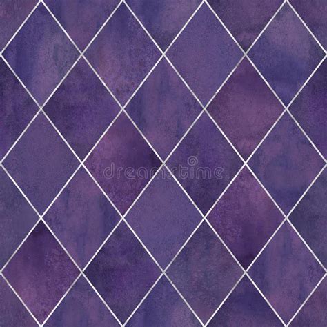 Argyle Geometric Watercolor Seamless Pattern Stock Illustration