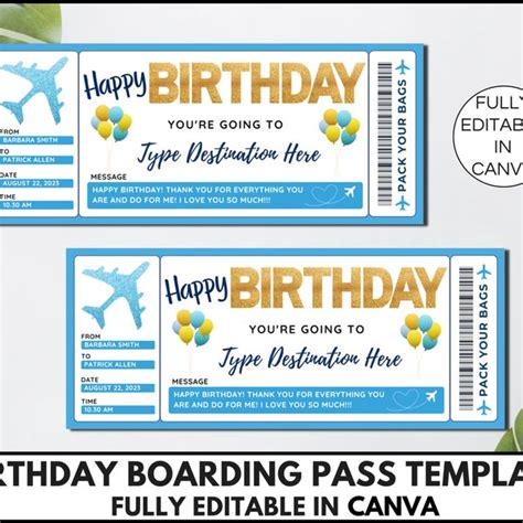 Printable Fake Boarding Pass Birthday Etsy