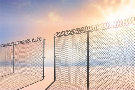 Composite Image Of Chainlink Fence Against White Background 3d Stock
