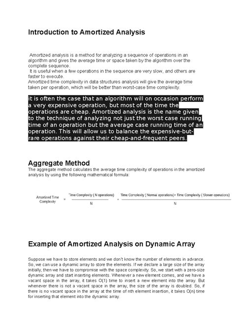 Amortised Time Comp Ads Introduction To Amortized Analysis Amortized Analysis Is A Method