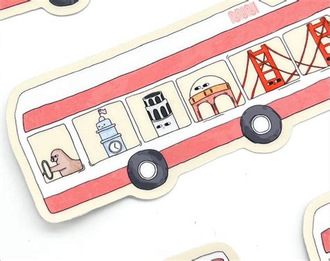 Colorful San Francisco Muni Bus Riso Print Etsy