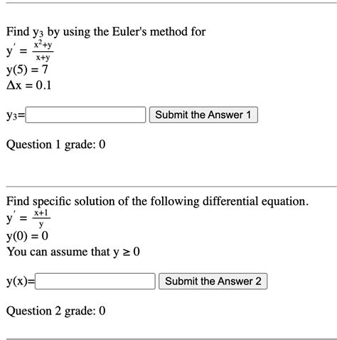 solved y find y3 by using the euler s method for x2 y x y