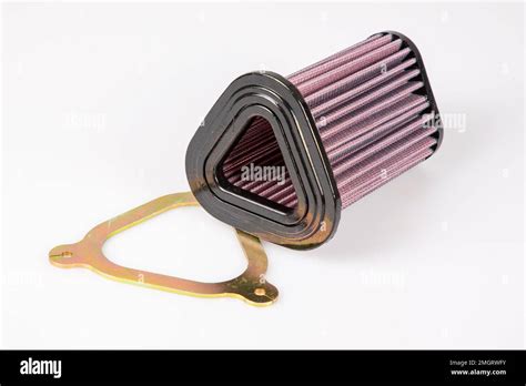 Car Motorcycle Engine Air Intake Filter With Steel Stage 2 On Isolated White Background Stock
