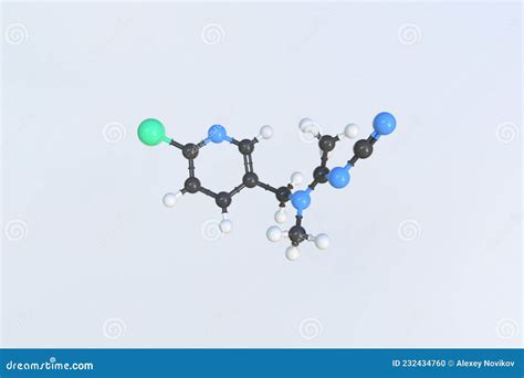 Molecule Of Acetamiprid Isolated Molecular Model 3d Rendering Royalty