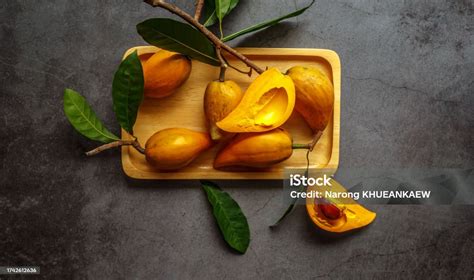 Cut In Half Canistel Tiesa Yellow Sapote Pouteria Campechiana Canistel