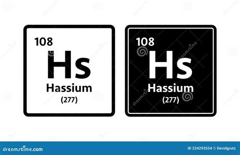 Hassium Symbol Chemical Element Of The Periodic Table Stock Vector