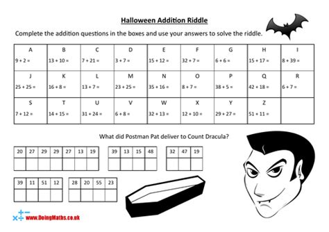 Arithmetic Codebreaker Riddles Halloween Themed Maths Teaching