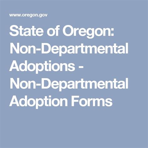 State Of Oregon Non Departmental Adoptions Non Departmental Adoption