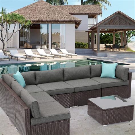 Serein 7 Piece U Shaped Outdoor Patio Sectional Cosiest