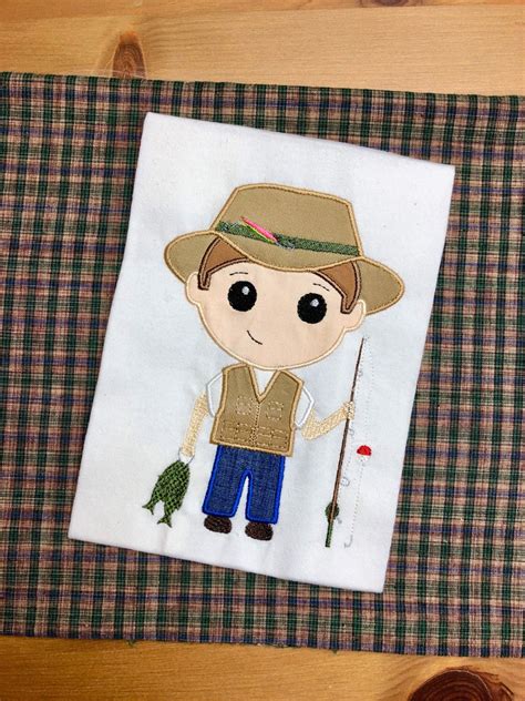 Fisherman Applique Embroidery Design Download For Embroidery Machine Etsy