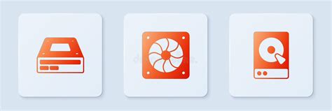 Set Computer Cooler Optical Disc Drive And Hard Disk Hdd White Square