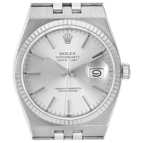 Rolex Oysterquartz Datejust Steel White Gold Fluted Bezel Watch 17014