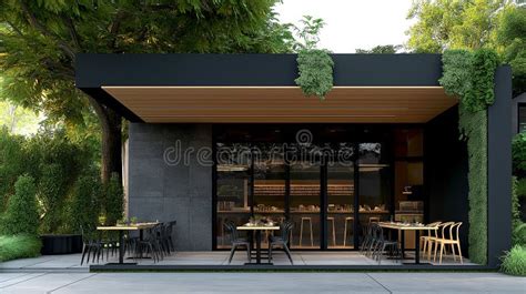 Modern Exterior Facade Of Cafe Shop And Restaurant Design Front
