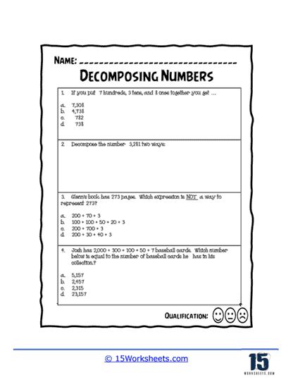 Decomposing Numbers Worksheets 15