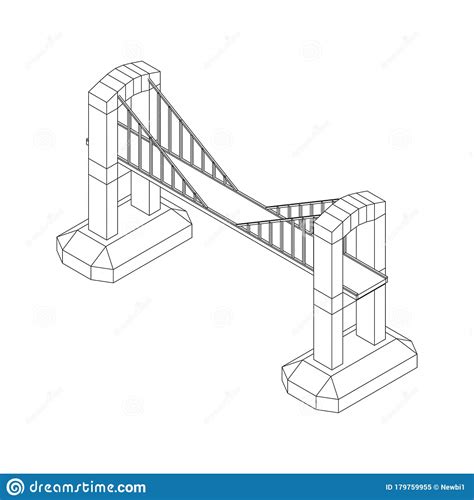 Bridge Connection Structure Wireframe Stock Vector Illustration Of Highway Landmark 179759955
