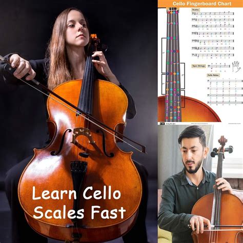 Cello Fingering Chart With Color Coded Notes Cello Scales Techniques