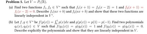 Solved Problem Let V P R A Find Two Functions Chegg