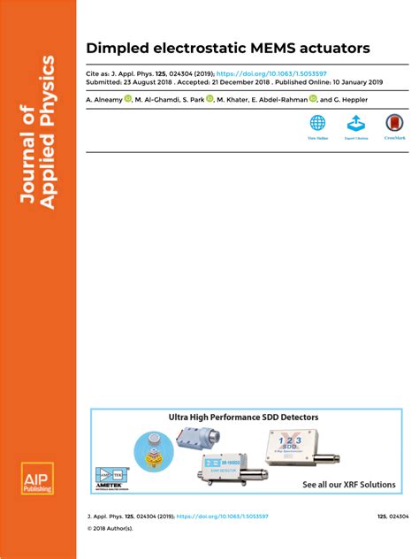 Pdf Dimpled Electrostatic Mems Actuators