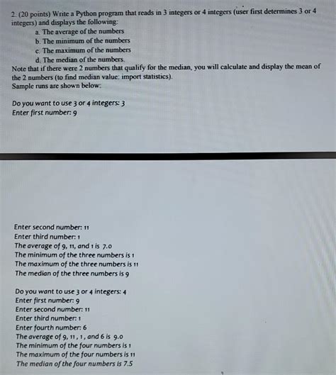Solved 2 20 Points Write A Python Program That Reads In 3