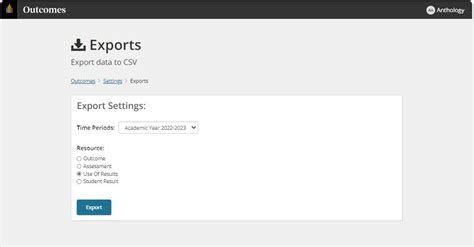 Outcomes Data Export