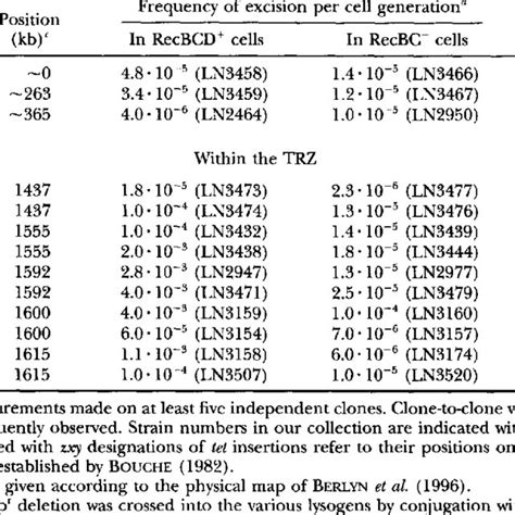 Effect Of The Inactivation Of Recbcd On Excisive Recombination